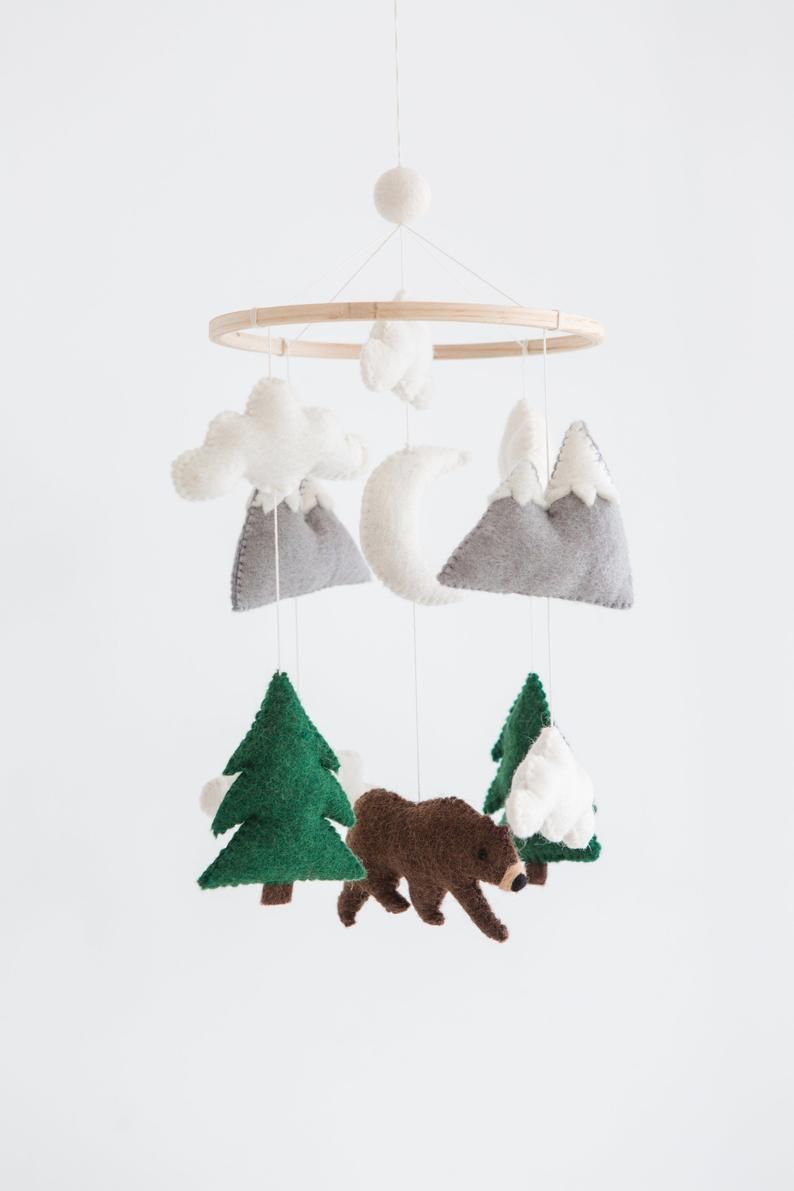 Bear Crib Mobile – Handmade Woodland Nursery Décor | Nivas